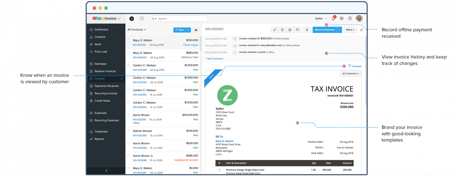 Zoho Invoice – Best Invoice Customization - Tech.co