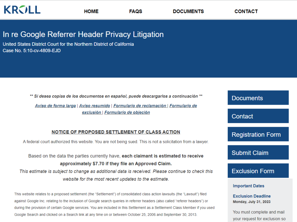 Is This Google Privacy Settlement Claim Website a Scam?